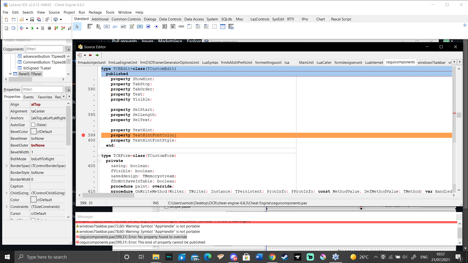 i haave no idea how to fix these errors · Issue #1705 · cheat-engine ...
