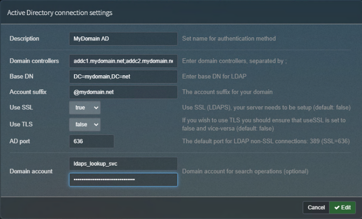 AD authentication requires "Account Suffix", but that breaks searching for users in AD when ...