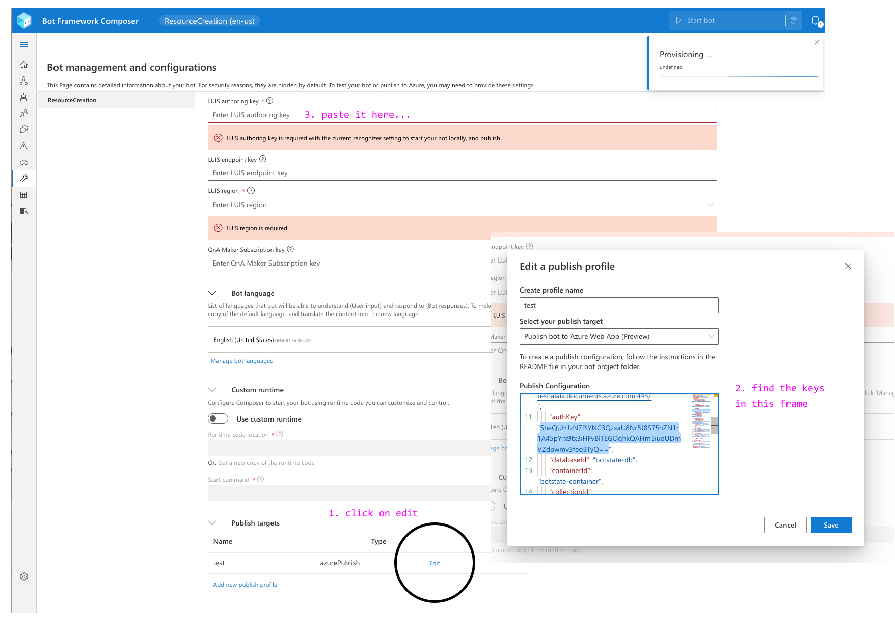 Publishing & provisioning Luis from bot template · Issue #5385 · microsoft/BotFramework-Composer ...