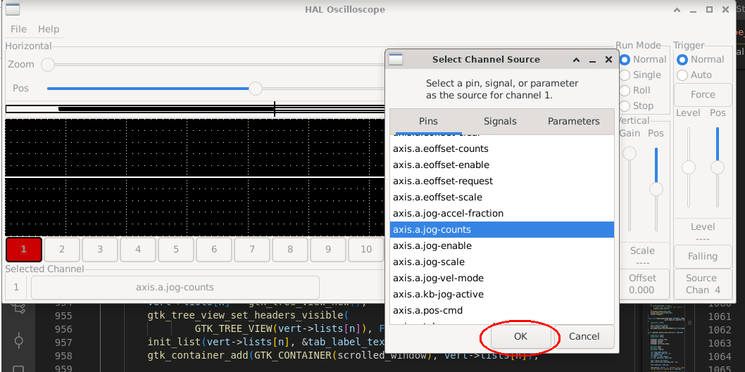 halscope: add OK button for "Select Channel Source" · Issue #2423 · LinuxCNC/linuxcnc · GitHub