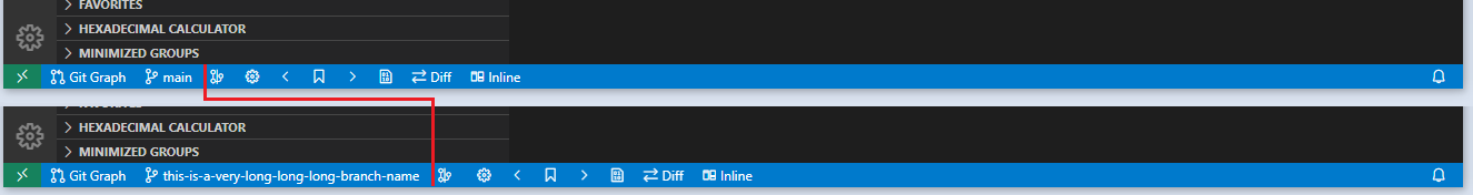 Constant width for branch name in Status Bar · Issue #180417 · microsoft/vscode · GitHub