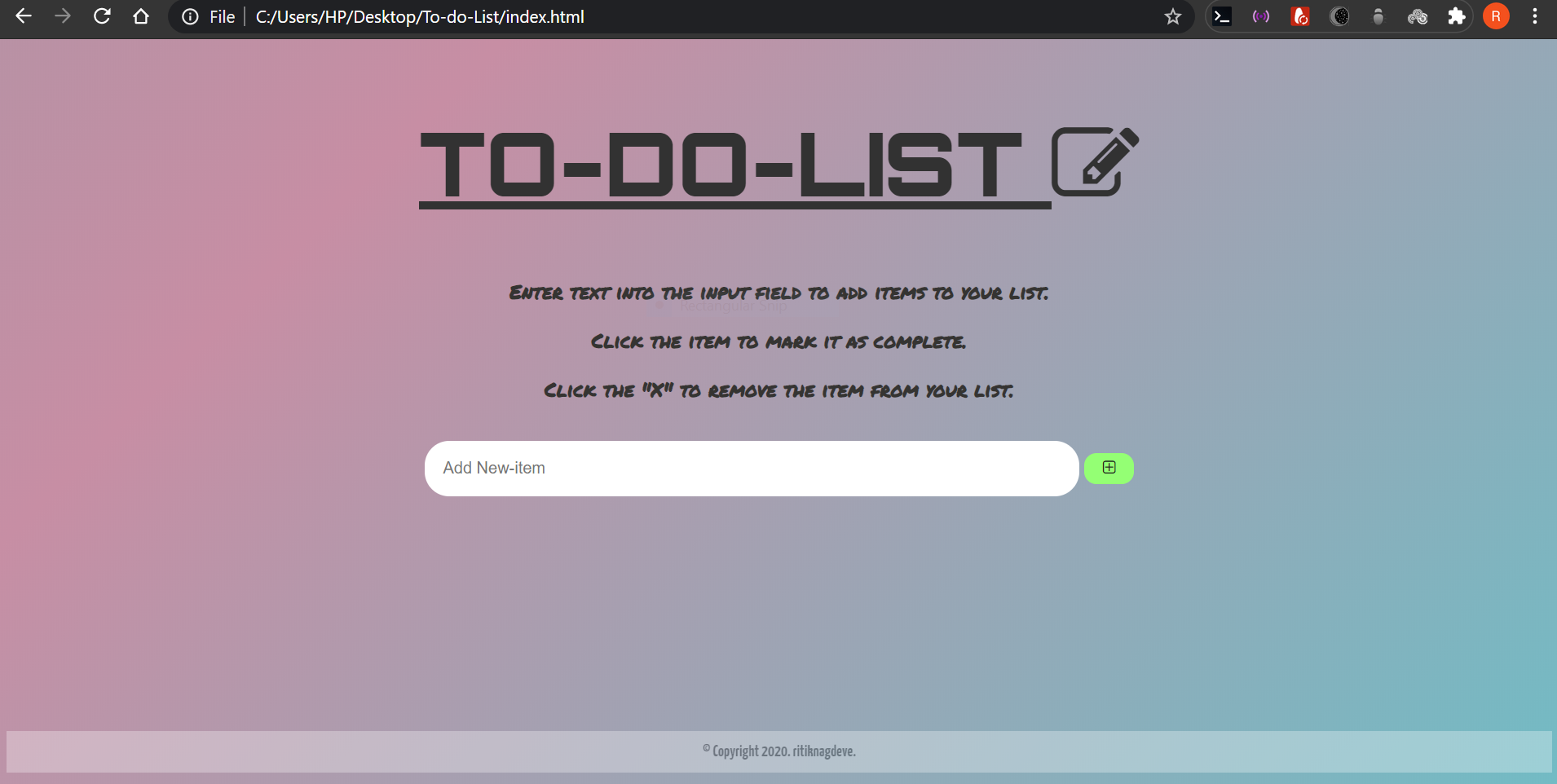 GitHub - ritiknagdeve/To-Do-List: A simple to-do-list web app using HTML, CSS (Gradient styling ...