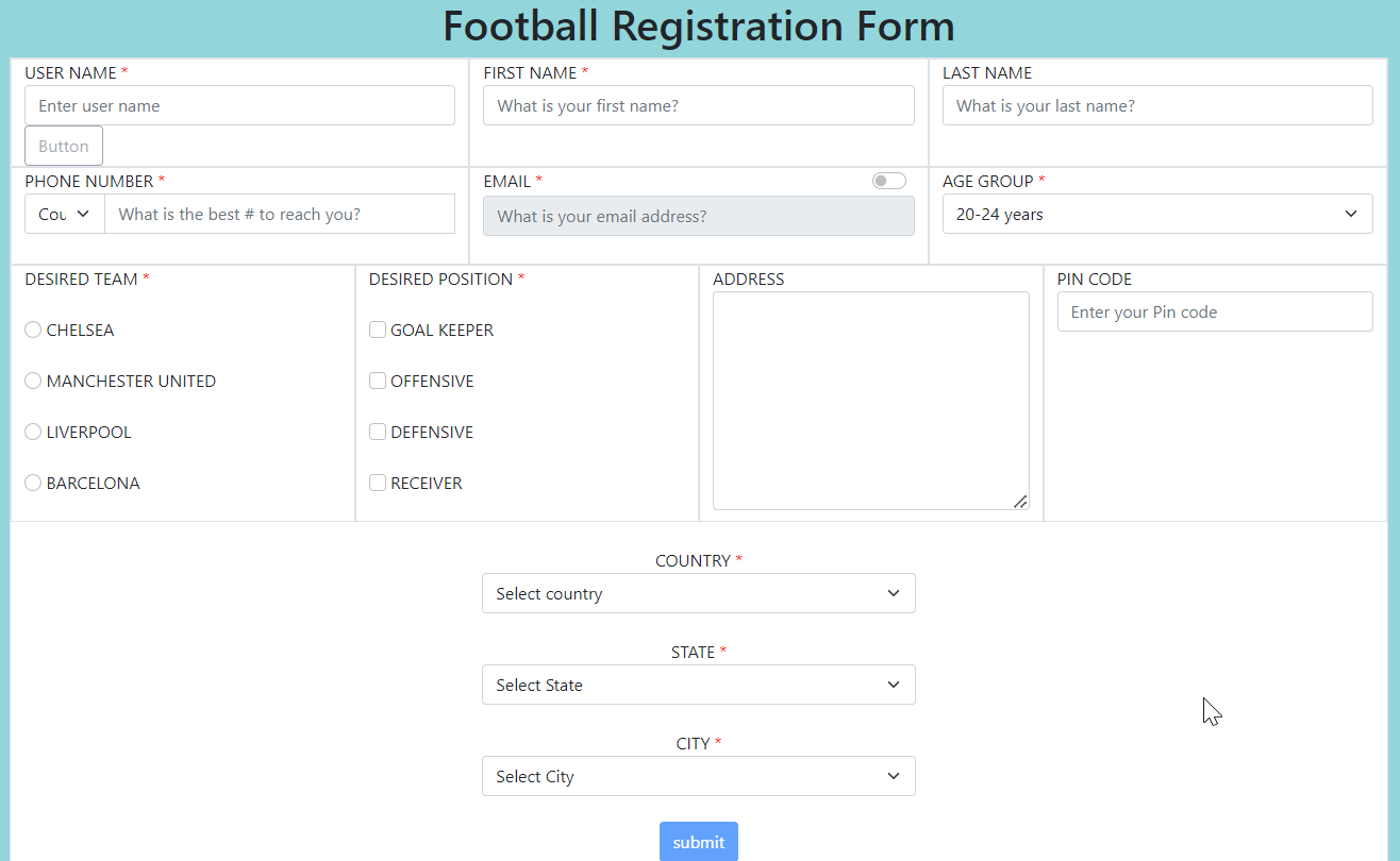 GitHub - arjun523/Football-Form: It's a football registration form