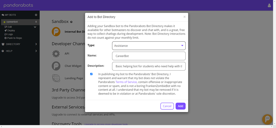 GitHub - kmrafid/CareerBot: A simple chat bot practice for me to get familiarize with AIML ...