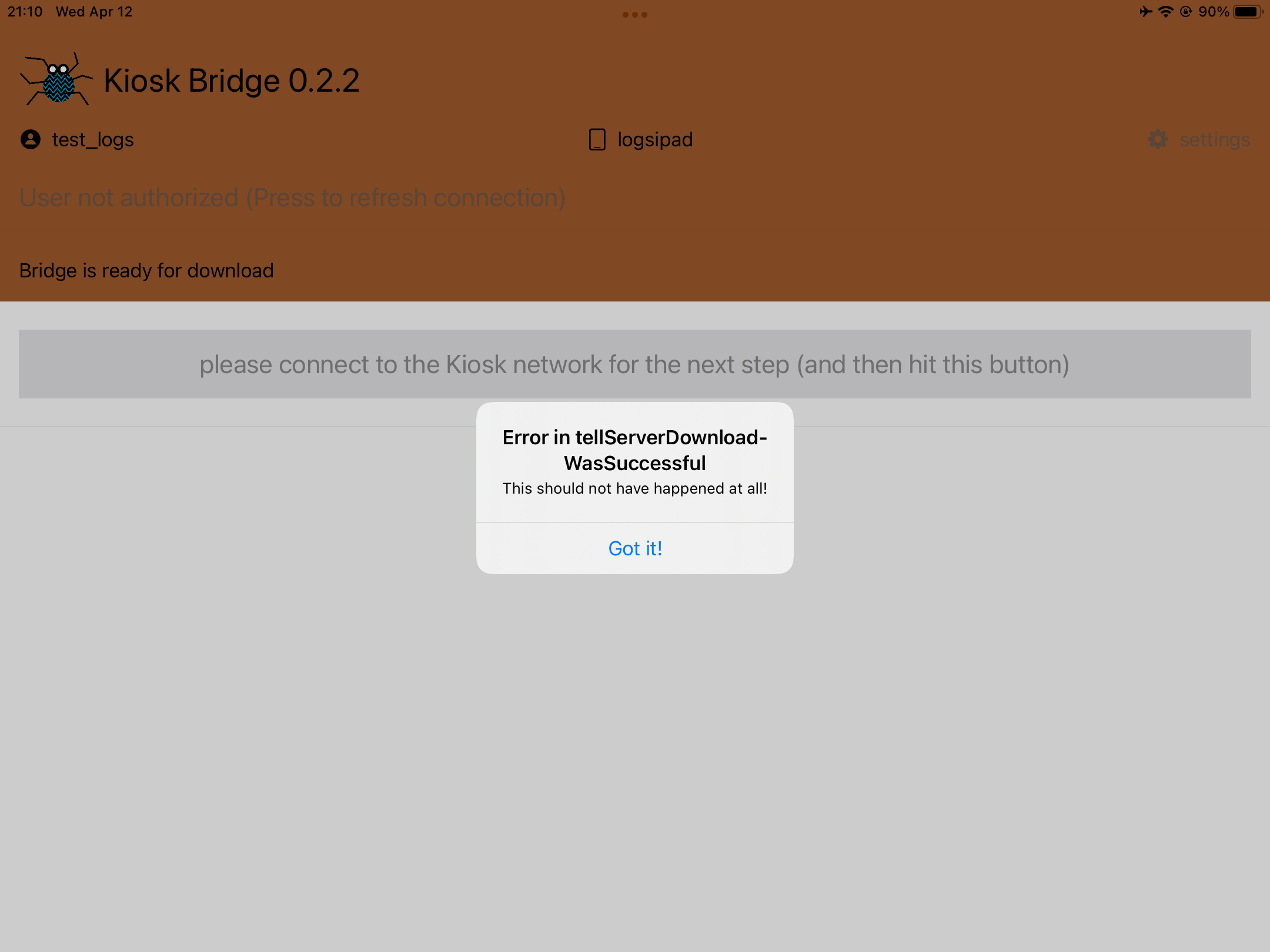 Bridge: Error in tellServerDownload-WasSuccessful failed · Issue #2032 ...