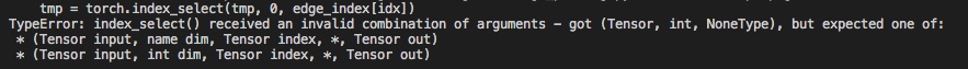 Typeerror Indexselect Received An Invalid Combination Of Arguments