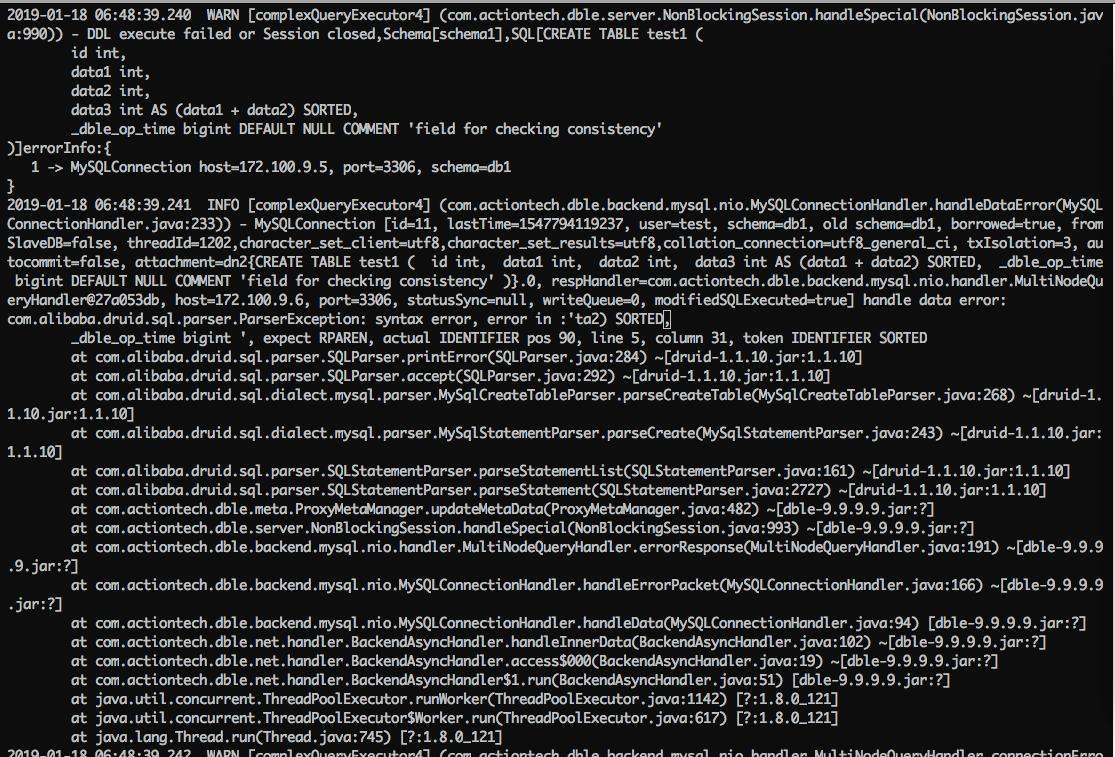 [create Table Test1 Id Int Data1 Int Data2 Int Data3 Int As Data1