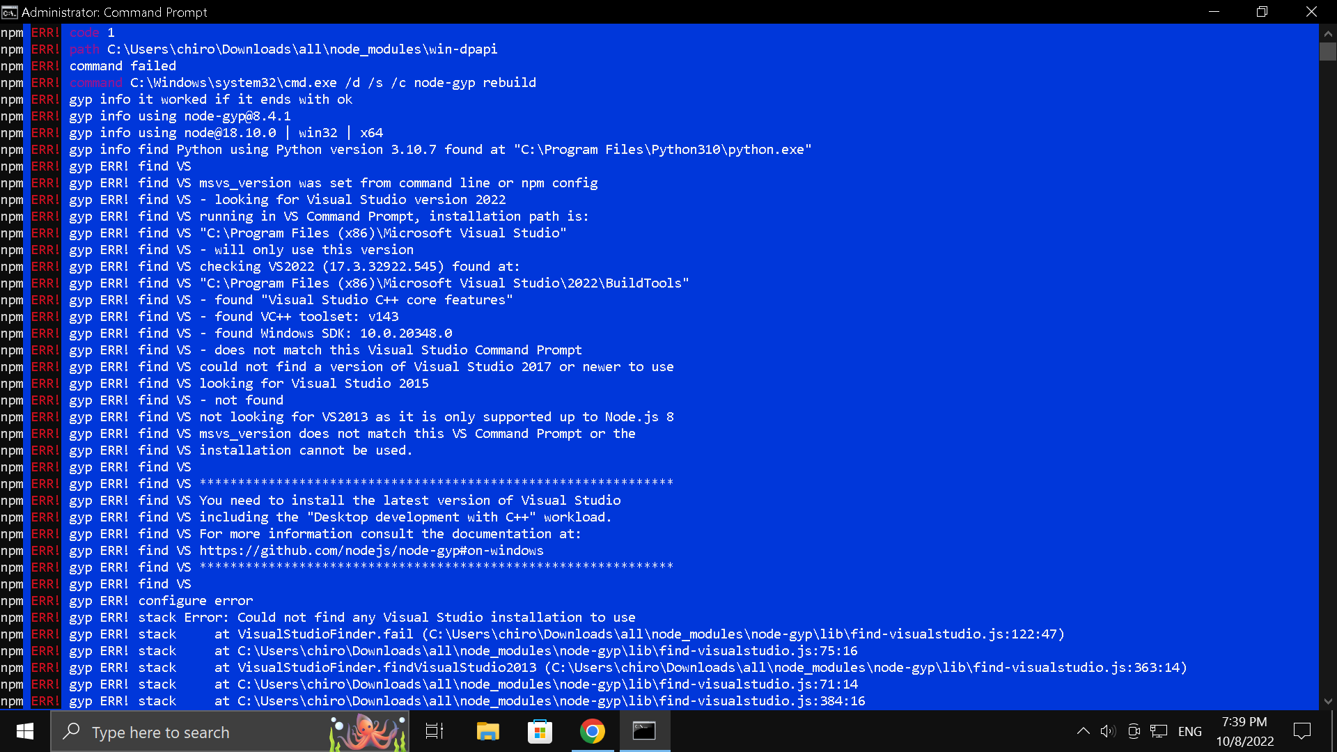 Cant Install The Module Even If I Have Vs Build Tools 2022 Installed · Issue 2748 · Nodejsnode