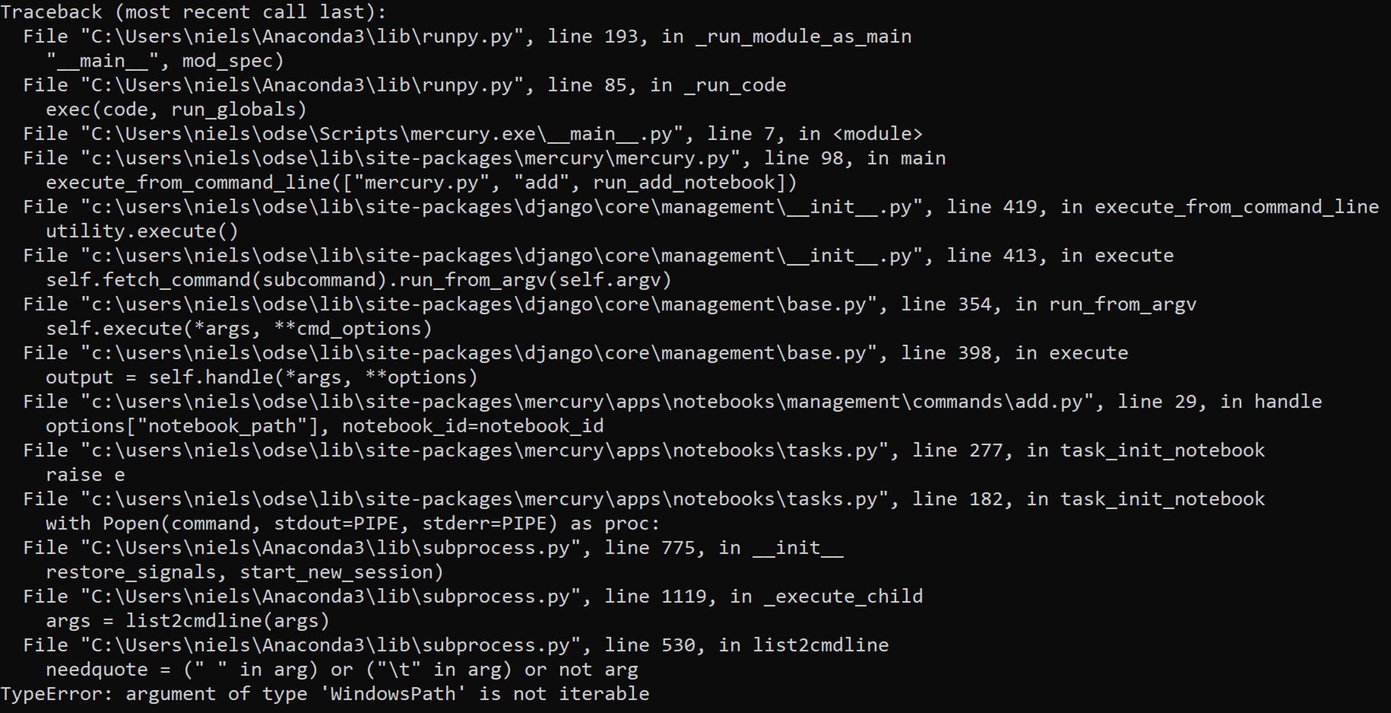 Error During Notebook Initialization Argument Of Type Windowspath Is Not Iterable · Issue 1394