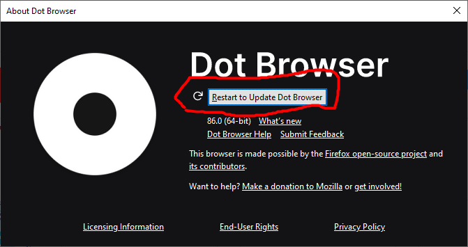 "Updating" in the about Dot Browser menu reverts it back to Firefox · Issue #257 · dothq/browser ...