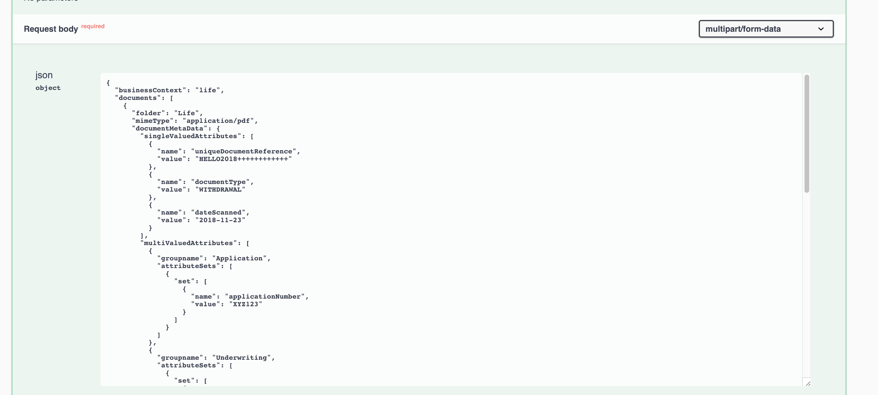 Display static documentation information for multipart properties · Issue #5164 · swagger-api ...