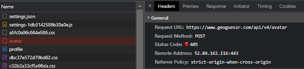 Geoguessr updated their api for avatars, so avatar uploaded fetch method isn't supported anymore ...