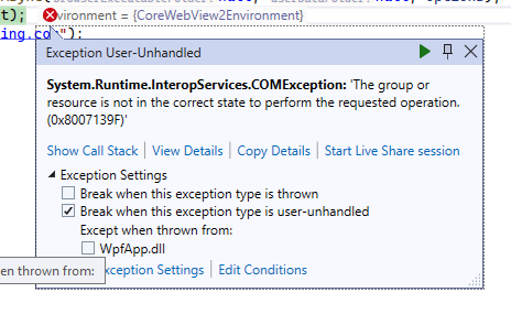 The group or resource is not in the correct state to perform the requested operation ...