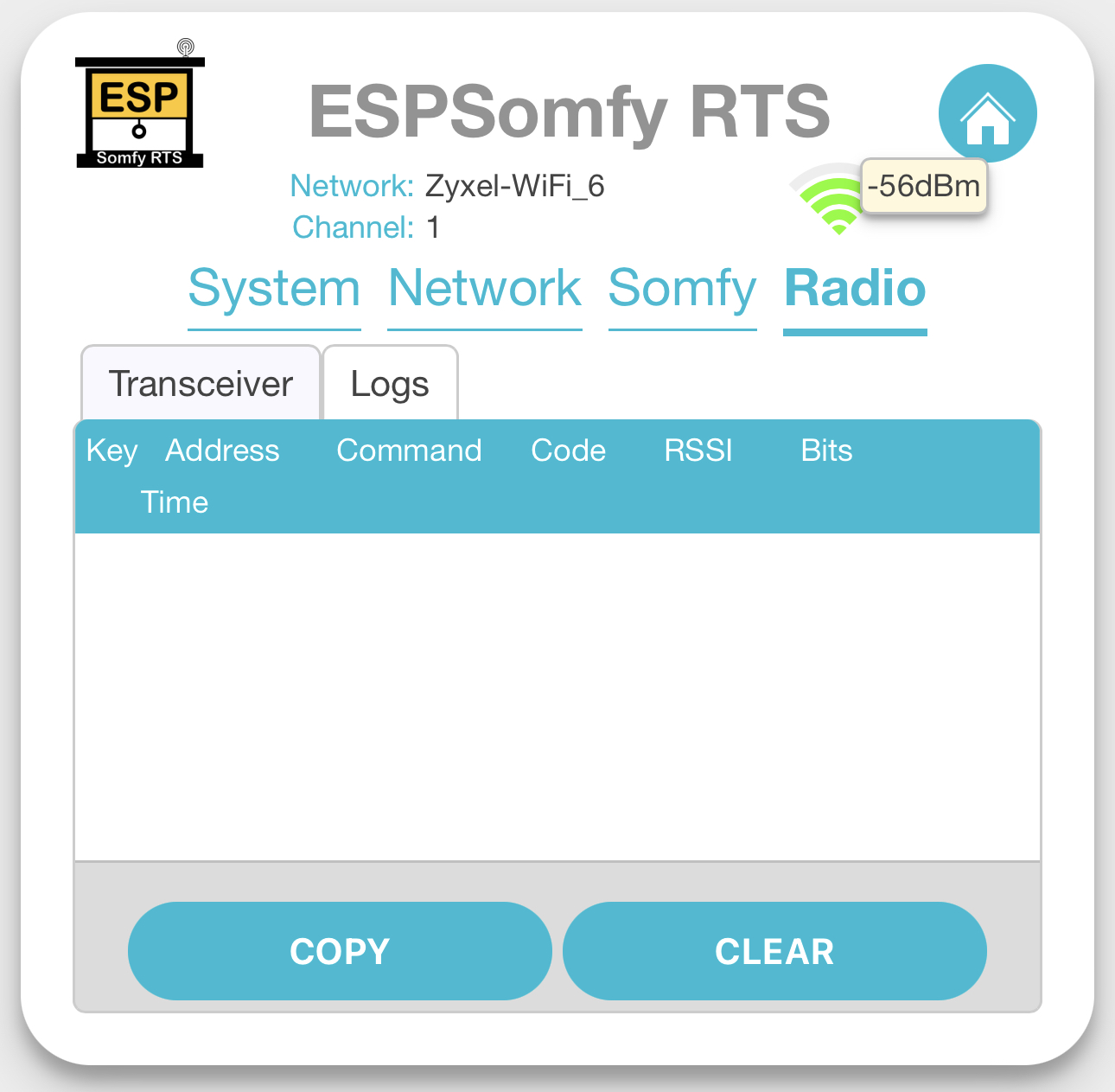 Radio activated but no signal is being picked up, no RSSI · Issue #120 · rstrouse/ESPSomfy-RTS ...