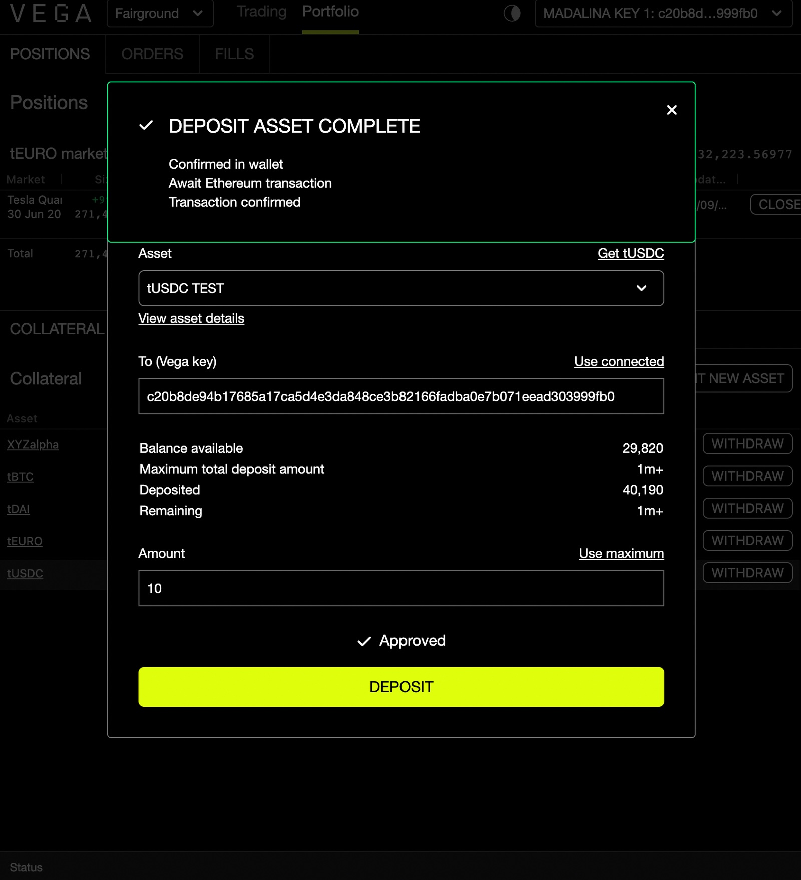 Deposit dialog transaction flow · Issue #1638 · vegaprotocol/frontend-monorepo · GitHub