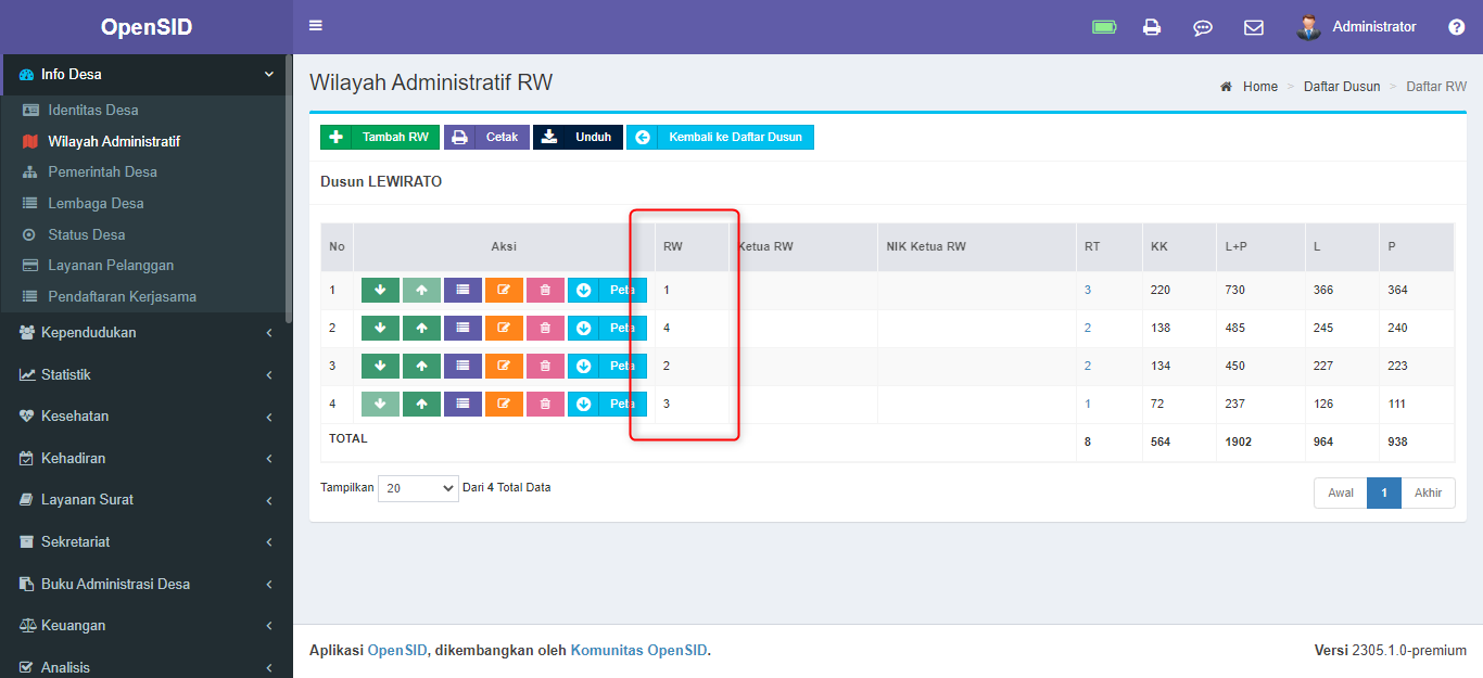 Bug/error: Jumlah RW pada Wilayah masih belum sesuai · Issue #6646 · OpenSID/OpenSID · GitHub
