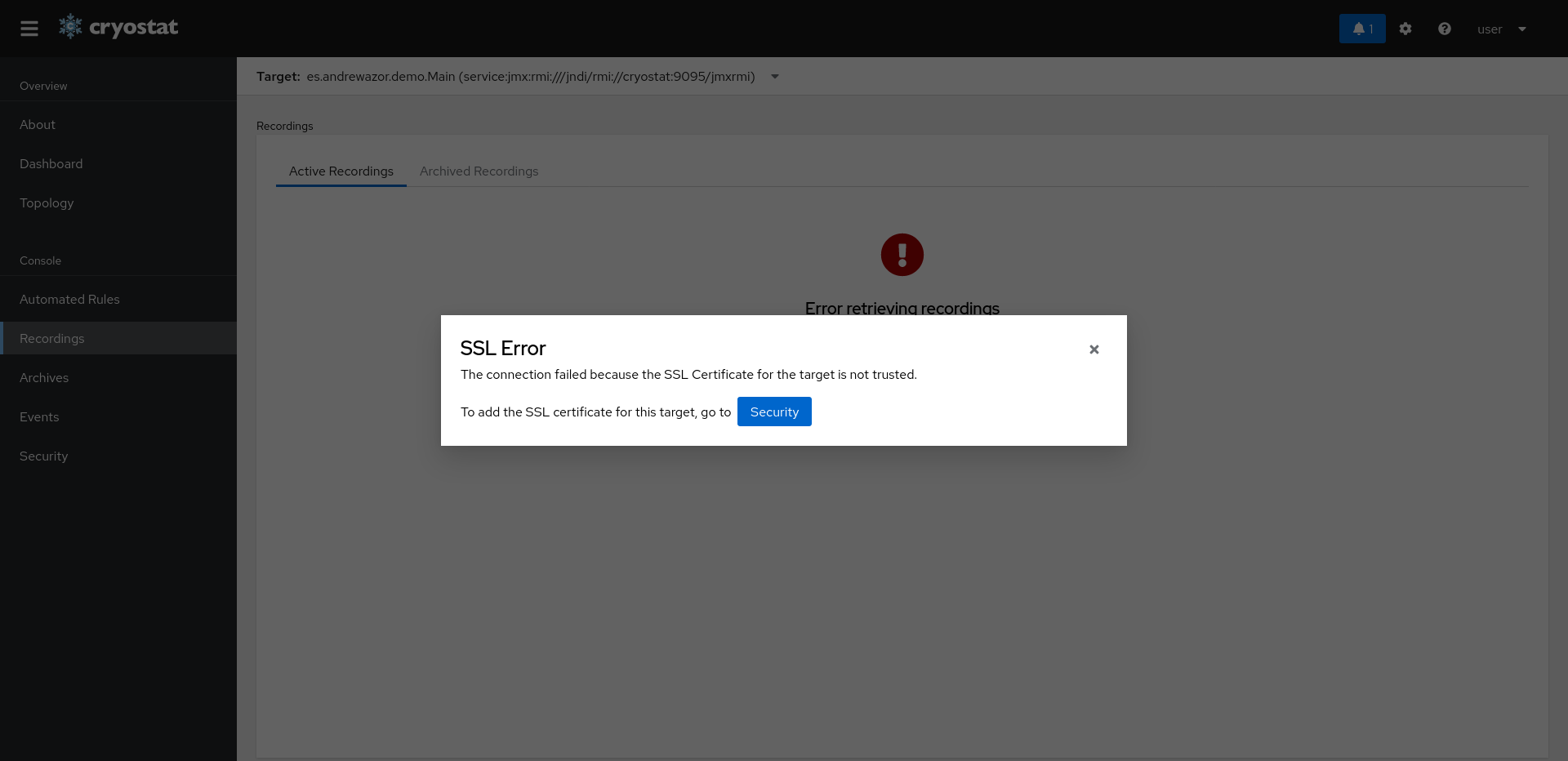 [Bug] Topology Warning Resolver might not be accurate · Issue #1033 · cryostatio/cryostat-web ...