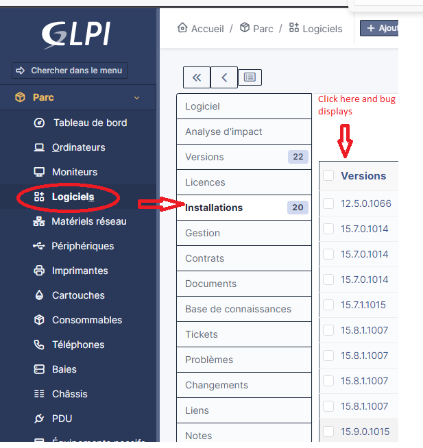 GLPI 10.0 : glpi_items_softwareversions , Unknown column 'vername' in 'order clause' · Issue ...