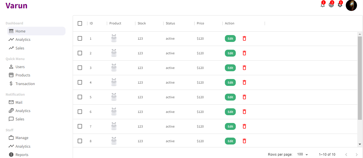 GitHub - varun406/react-admin-panel