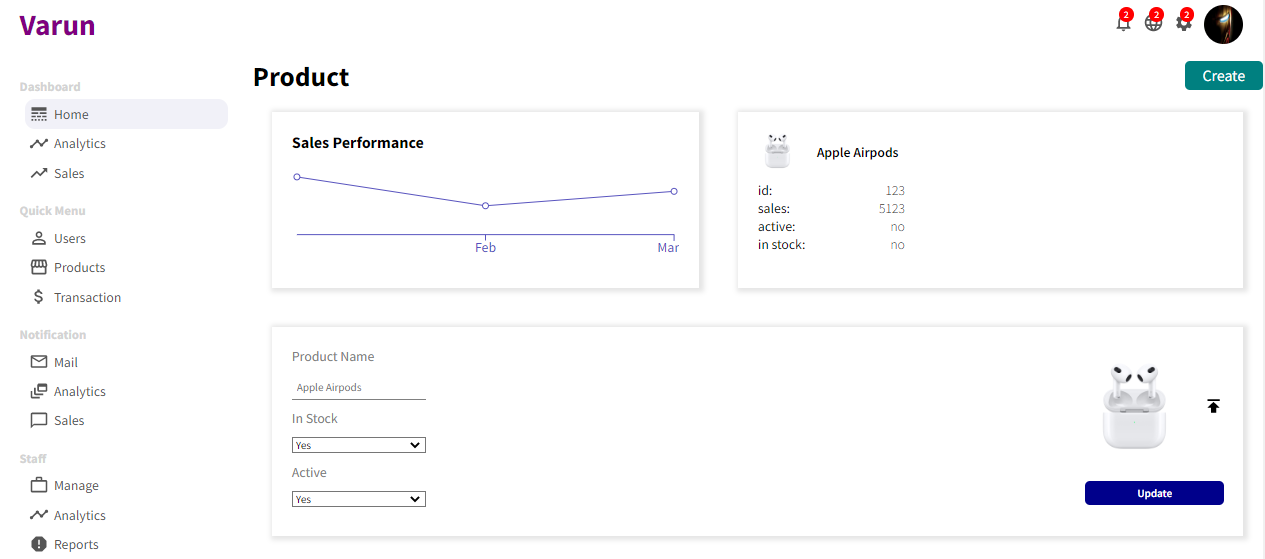 GitHub - varun406/react-admin-panel