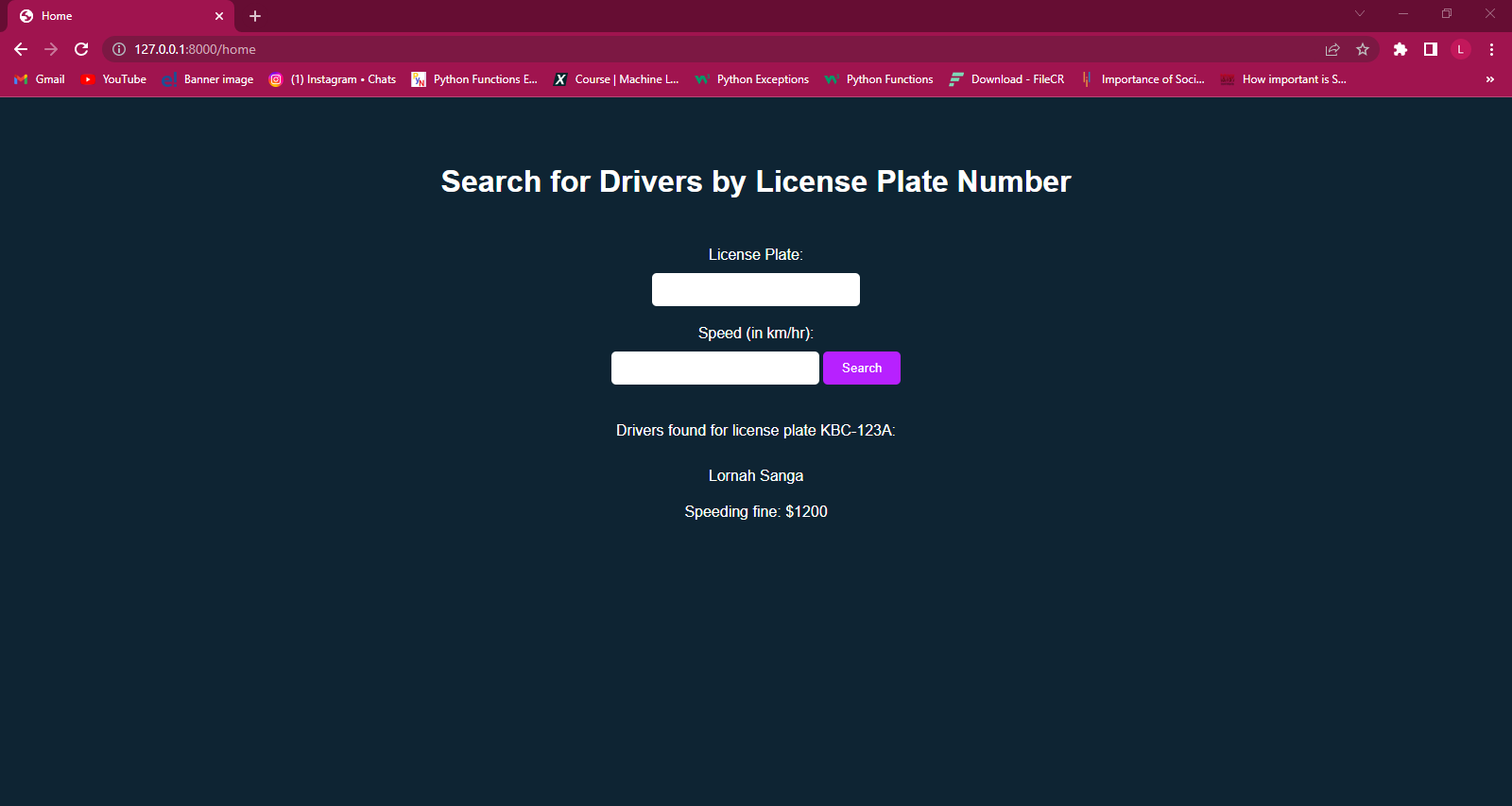 Github Lornah72speeding Fines Using Django This Github Repo Contains An Automated Website