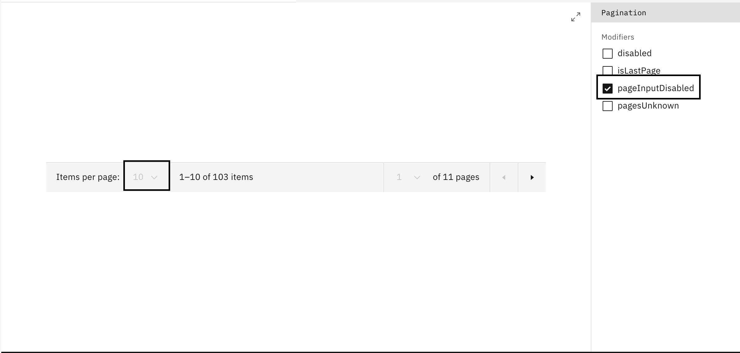Allow itemsPerPage dropdown to be disabled in the pagination component · Issue #1394 · carbon ...
