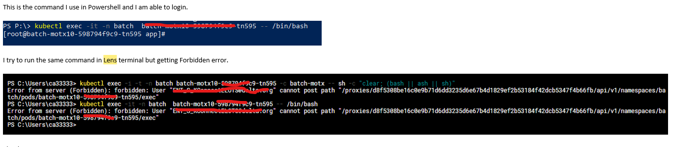 Unable to Connect Pod shell for Arc Enabled Clusters · Issue #5829 · lensapp/lens · GitHub