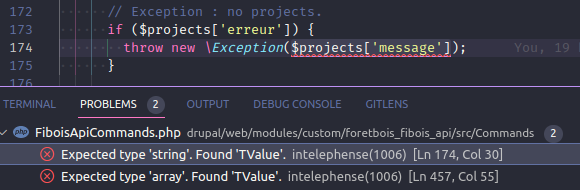 Expected type X. Found 'TValue'. · Issue #2395 · bmewburn/vscode-intelephense · GitHub