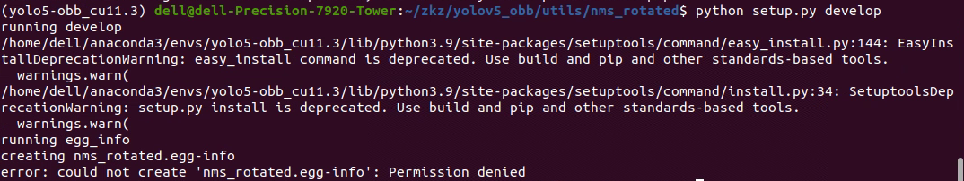 [linux]Install yolov5-obb error: could not create 'nms_rotated.egg-info': Permission denied ...