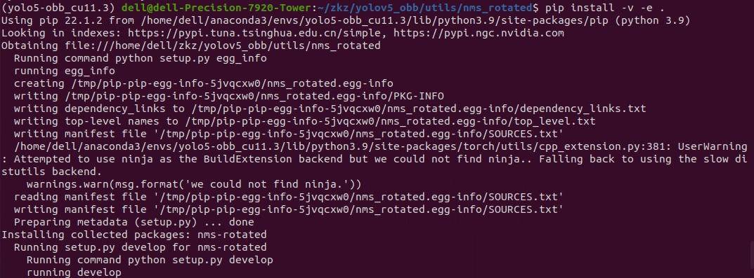 [linux]Install yolov5-obb error: could not create 'nms_rotated.egg-info': Permission denied ...