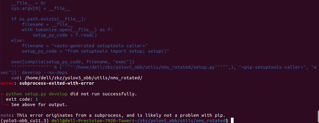 [linux]Install yolov5-obb error: could not create 'nms_rotated.egg-info': Permission denied ...
