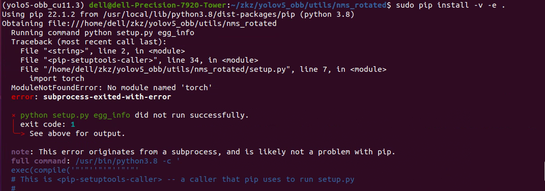 [linux]Install yolov5-obb error: could not create 'nms_rotated.egg-info': Permission denied ...