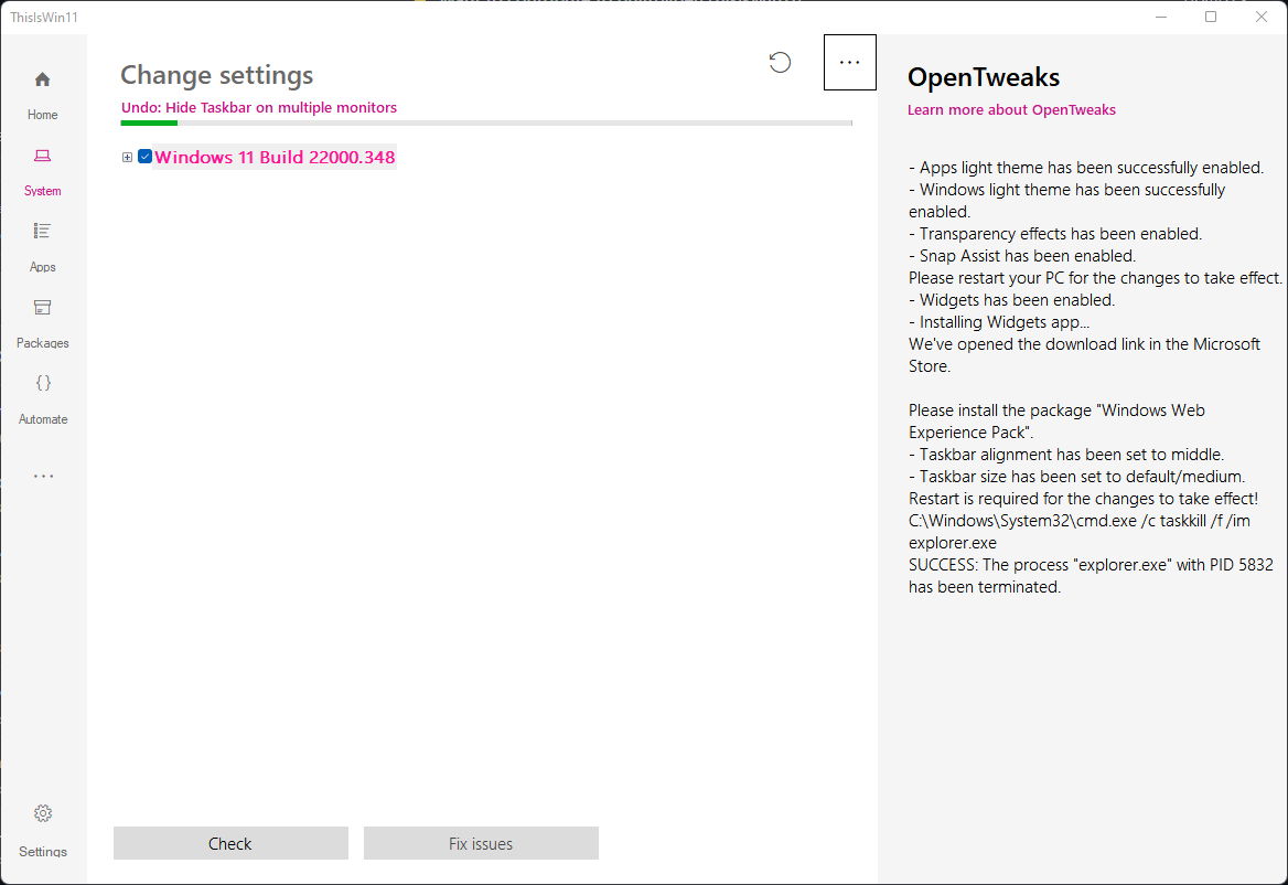 Undo: Hide taskbar on multiple monitors · Issue #64 · builtbybel/ThisIsWin11 · GitHub