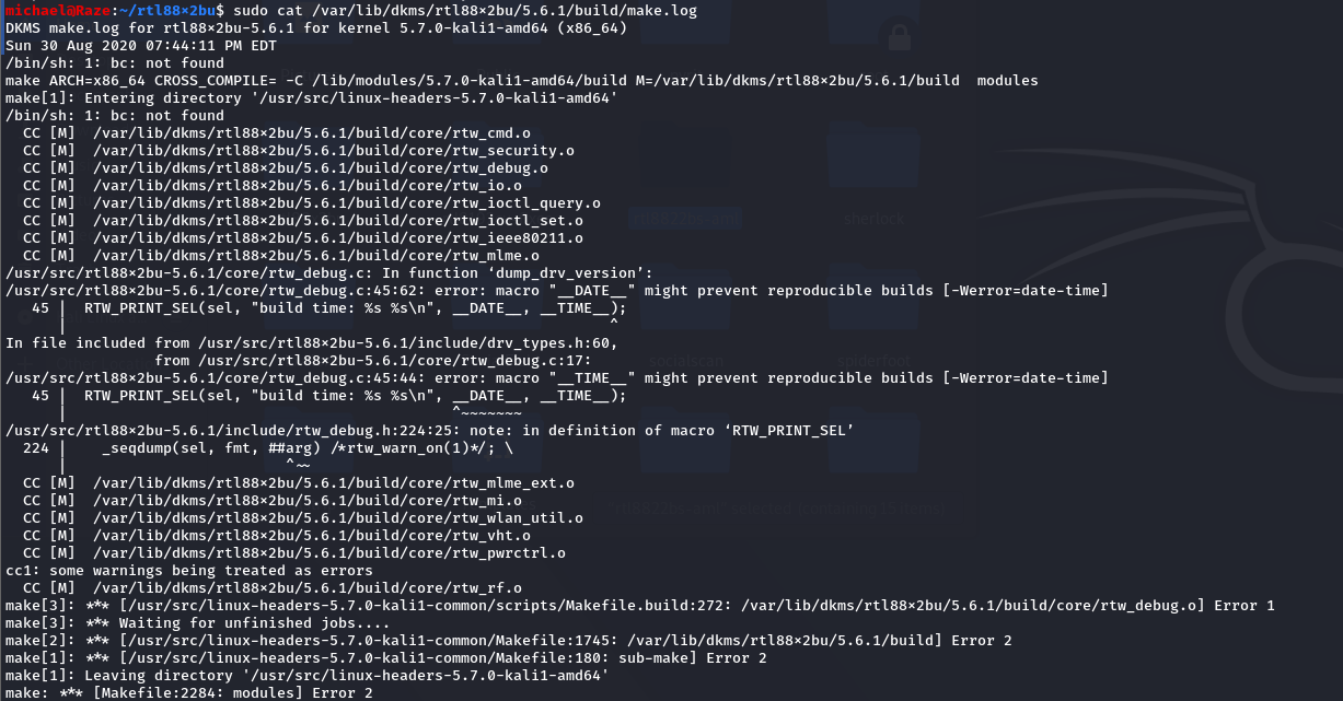 build failed in 5.7.0-kali1-amd64 · Issue #75 · cilynx/rtl88x2bu · GitHub