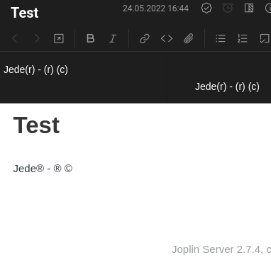 Published note displays "(r)"/"(c)" as "®"/"©" · Issue #6533 · laurent22/joplin · GitHub
