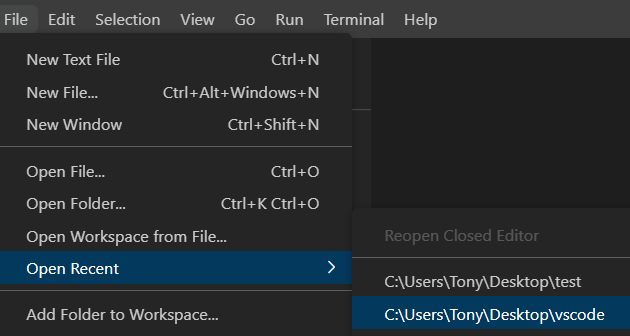 Shift + left click recent history quick pick not open project/file in a new window · Issue ...