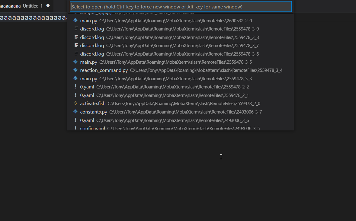 Lag/Freeze when running `workbench.action.openRecent` on not existing path · Issue #161664 ...