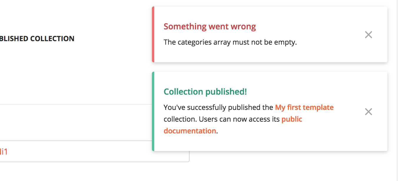 Error AND success message while trying to publish a template · Issue ...
