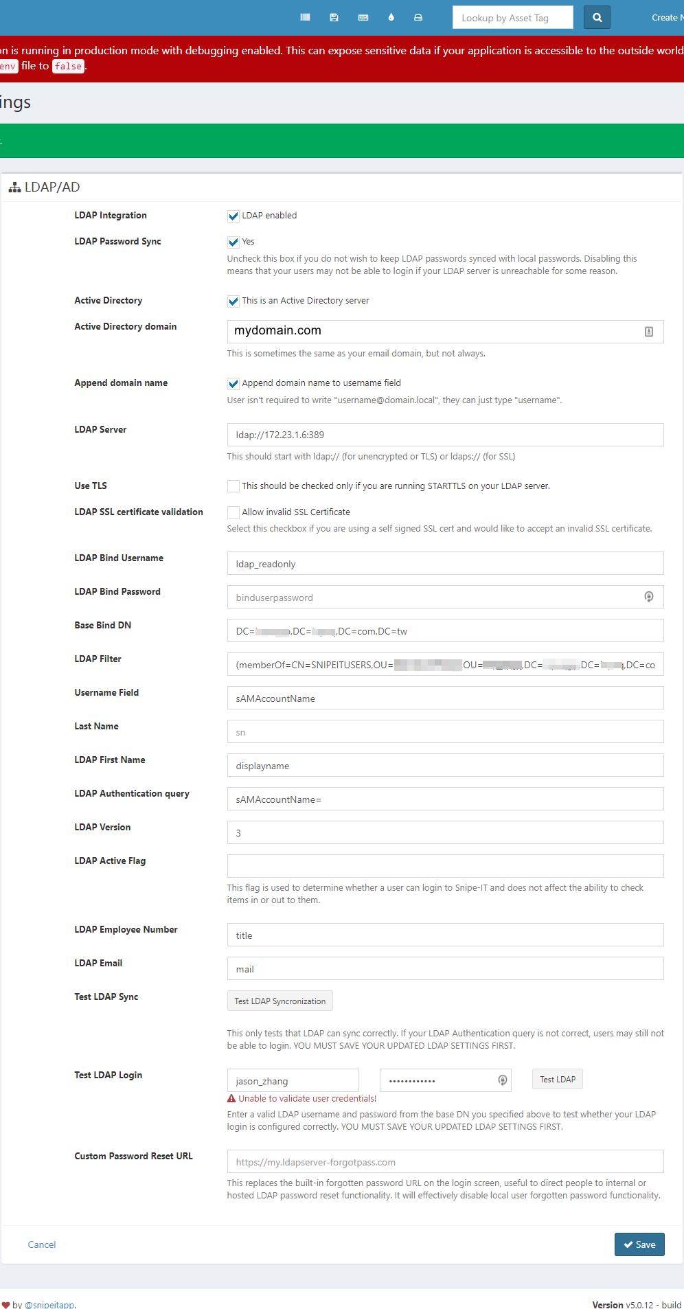 LDAP Sync fine, but login failed w/ or w/o the append domain name to username field &LDAP ...