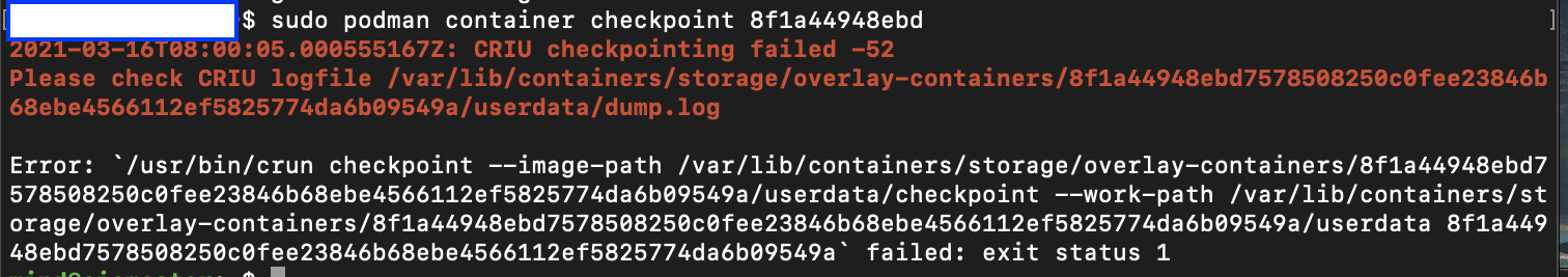 Pod man error · Issue #1407 · checkpoint-restore/criu · GitHub