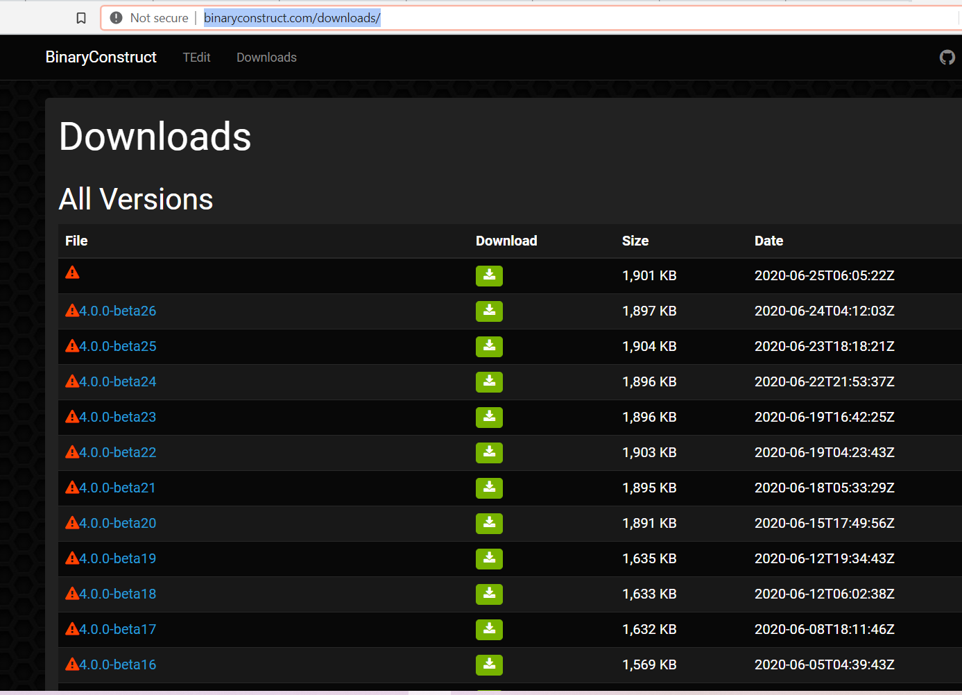 4.0.0-Beta27 is not properly labeled on the download screen. The option is completely blank ...
