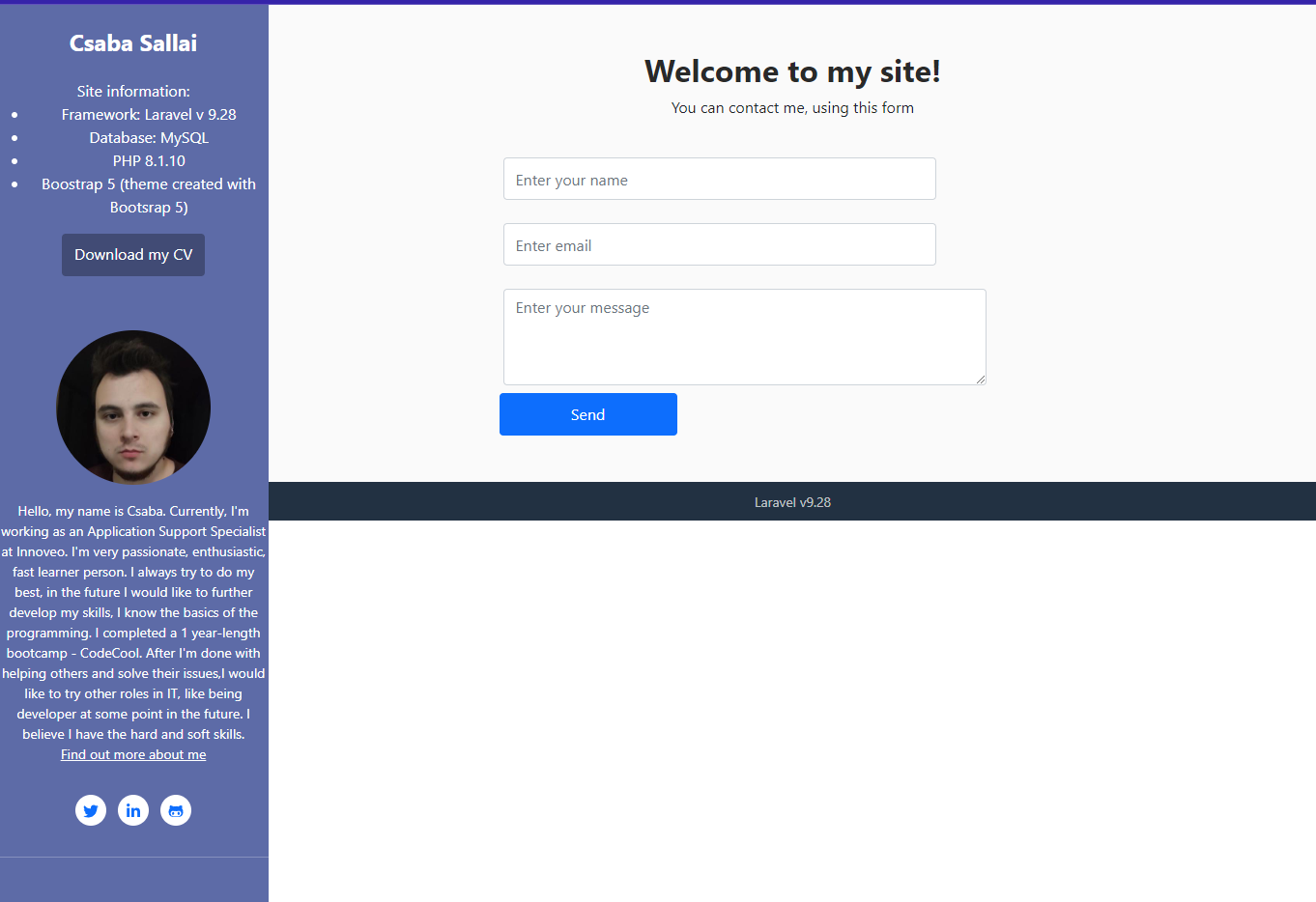 Github Csabika98portfoliolaravel Portfolio Page Built In Laravelmysql