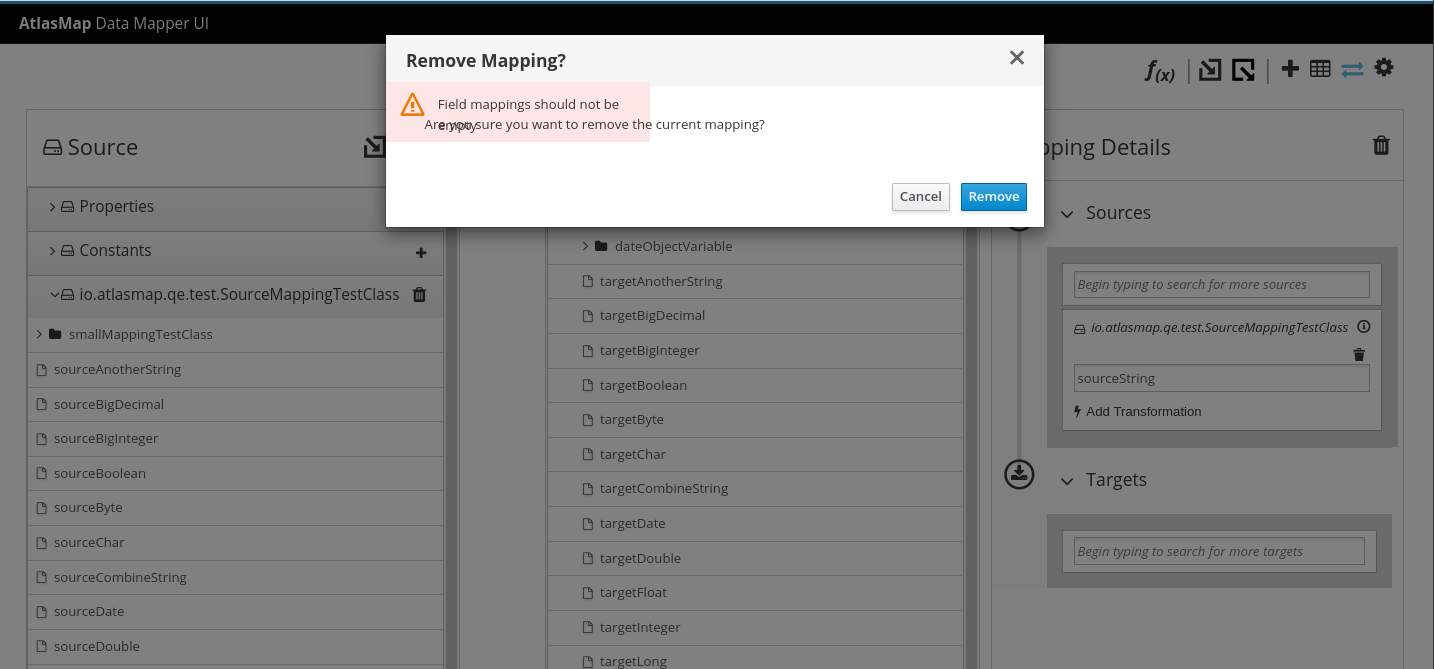 bad styling of "Remove Mapping?" window · Issue #981 · atlasmap/atlasmap · GitHub
