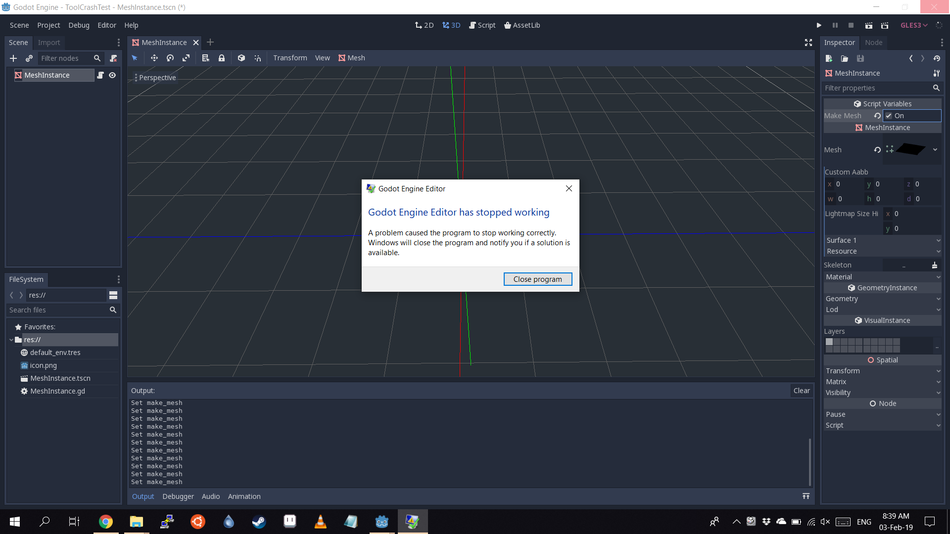 When tool changes Mesh resource on a MeshInstance, it randomly crashes. · Issue #25575 ...