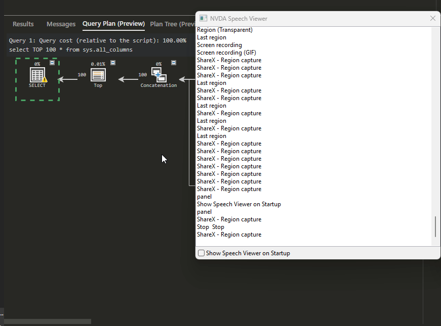 A11y_Azure Data Studio_Query Plan (Preview)_ScreenReader: NVDA announcing as graphic link for ...