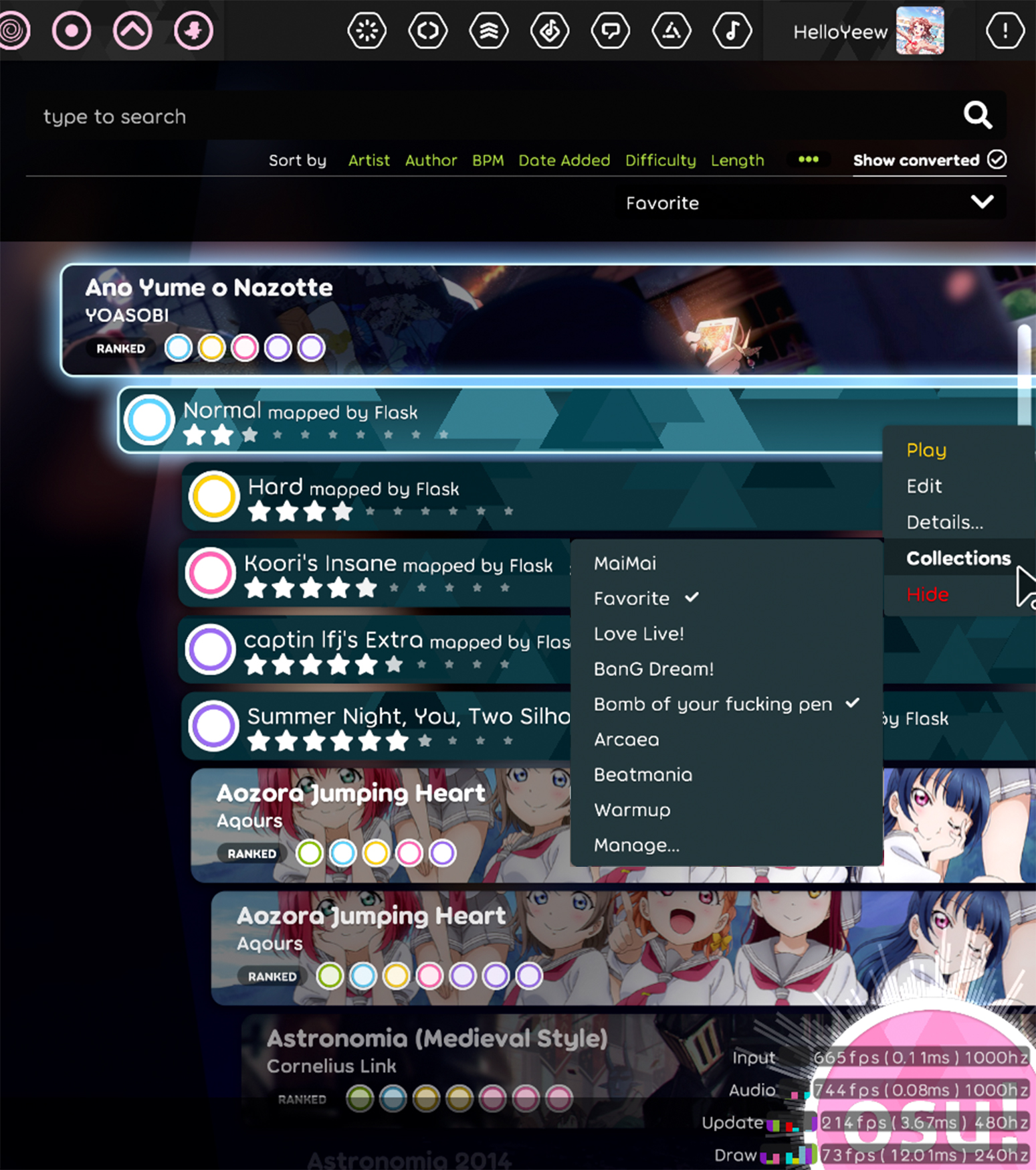 Suggestion on collection menu at beatmap selection page · Issue #12512 ...