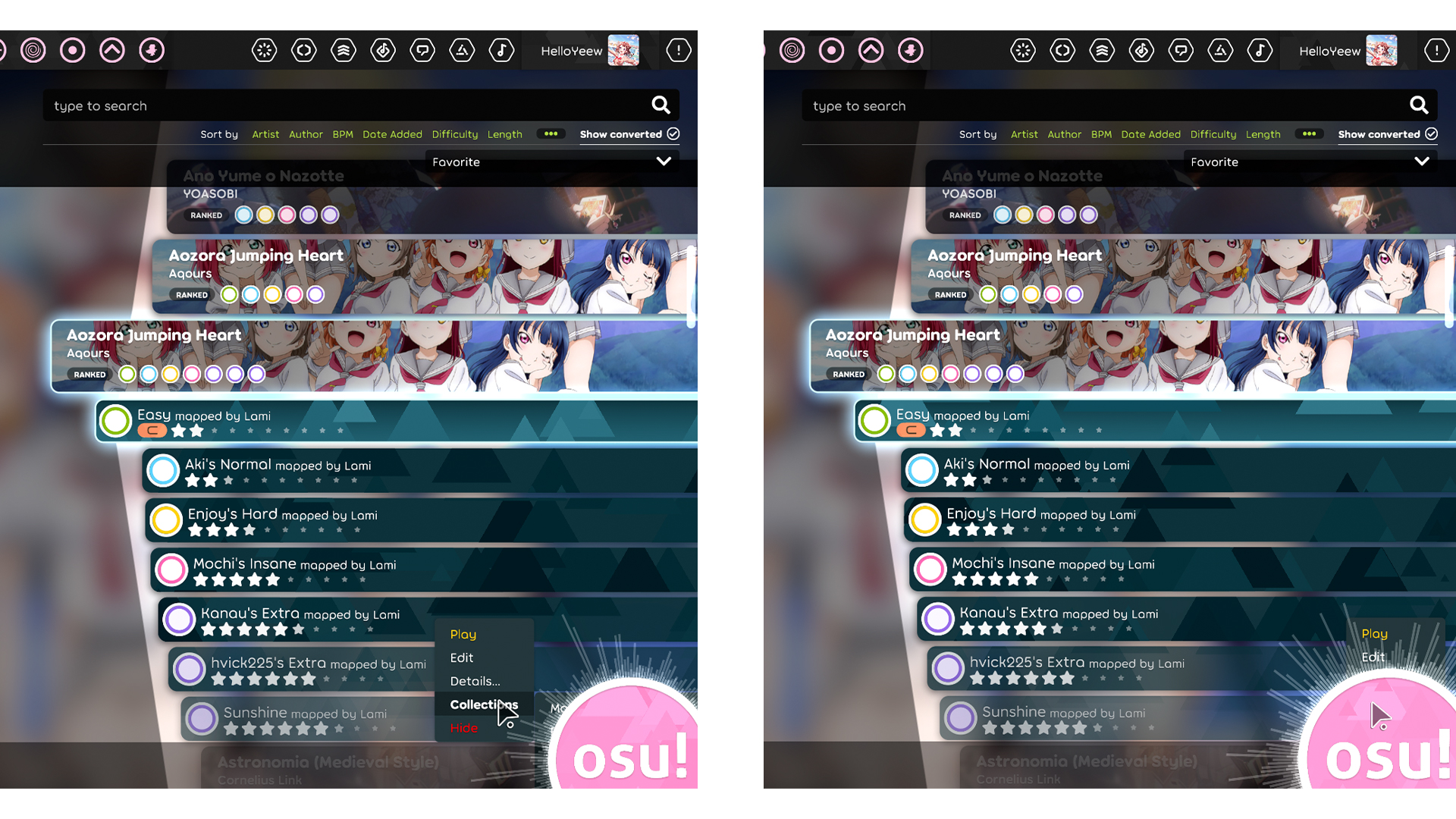 Suggestion on collection menu at beatmap selection page · Issue #12512 ...