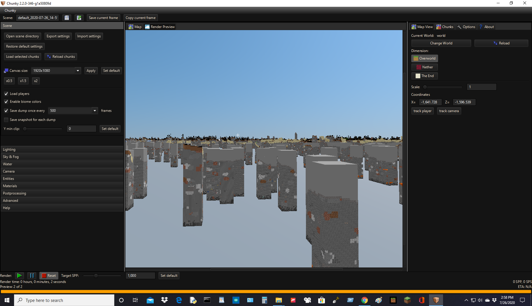 over 50% of chunks do not load in when creating a scene from selected ...