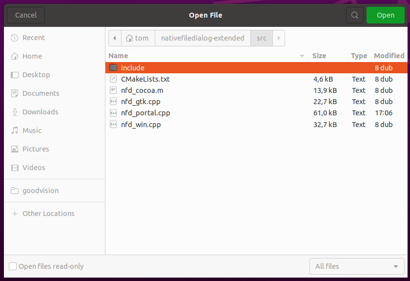 PickFolder returns a file path on Ubuntu 20.04 · Issue #91 · btzy/nativefiledialog-extended · GitHub