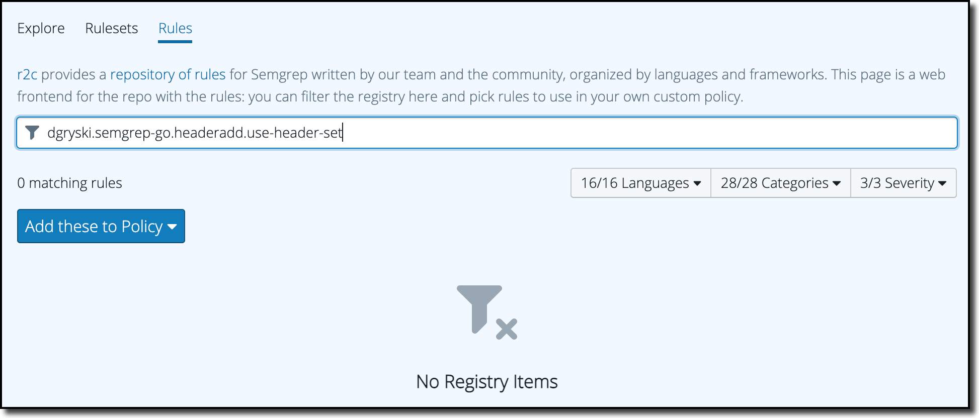 Policy view should check whether disabled rules still exist · Issue #2782 · semgrep/semgrep · GitHub